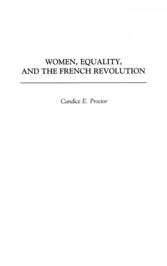 WOMEN EQUALITY AND THE FRENCH REVOLUTION | CANDICE PROCTOR | Casa del Libro